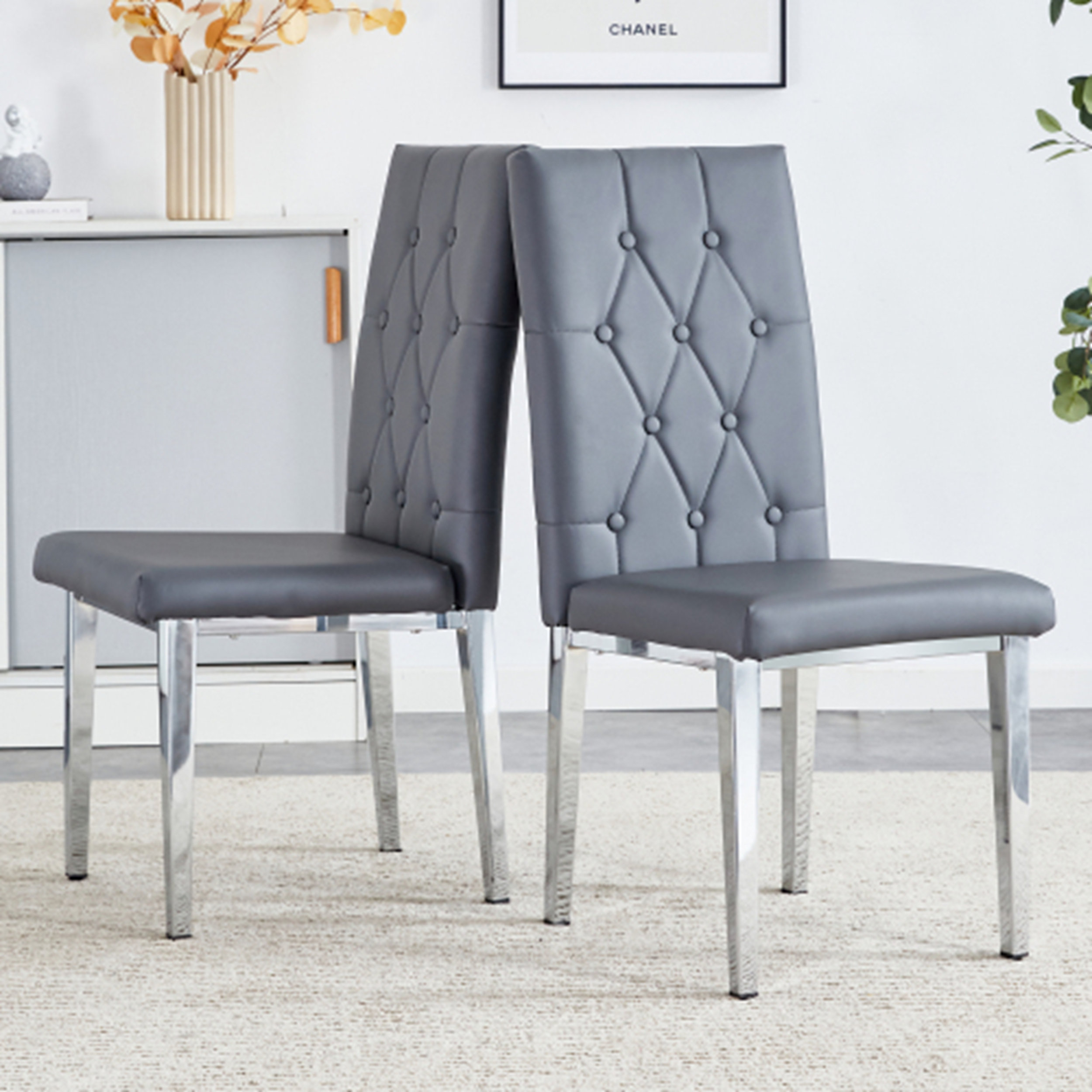 Brayden Studio® Dining Chairs with Checkered Buckle Accent - Modern yet ...