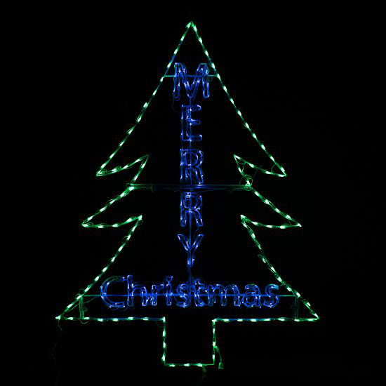 The Holiday Aisle® Dynamic RGBWW LED Merry Christmas Tree Metal Frame ...