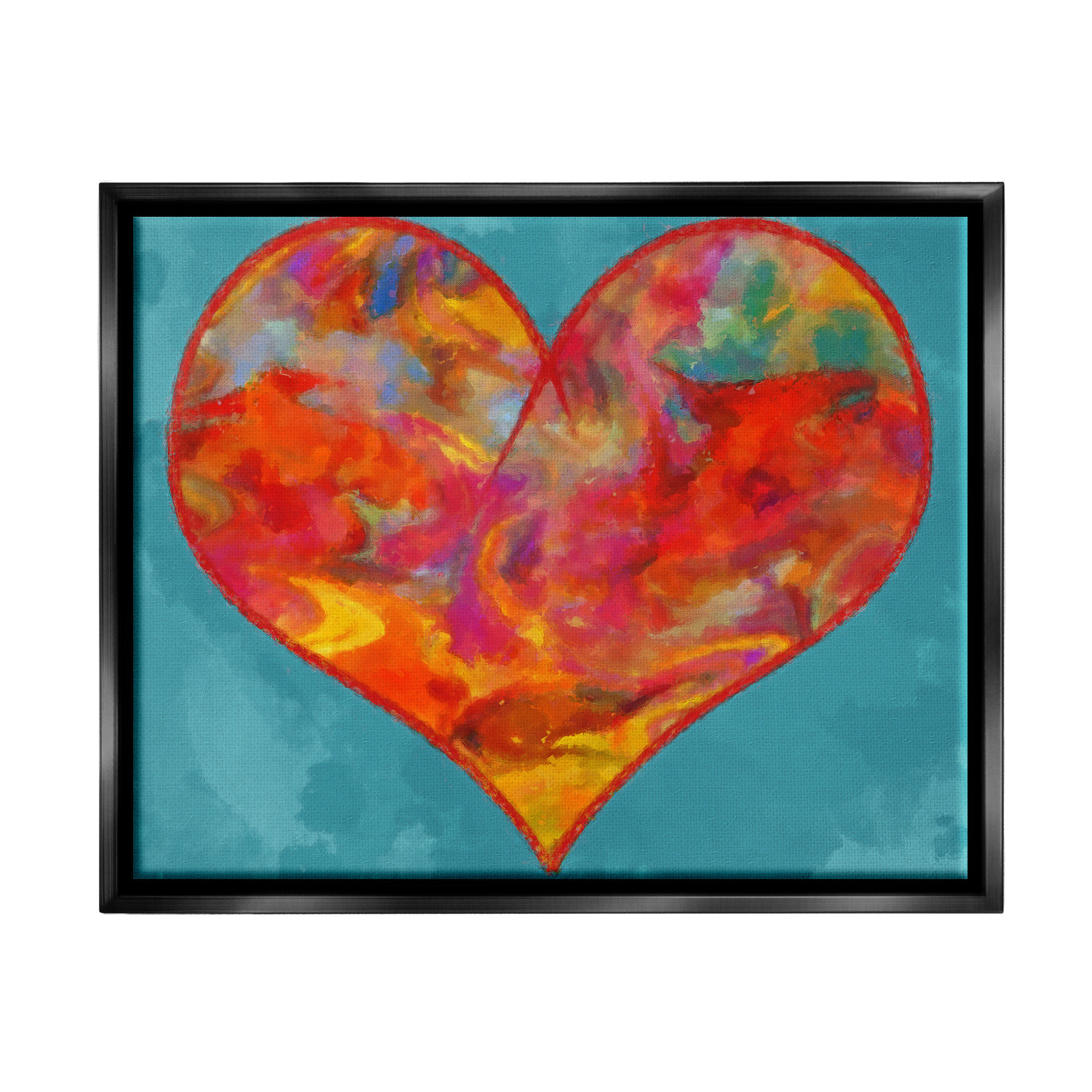 Winston Porter Modern Heart On Blue Framed On Canvas by Daniel Sproul ...