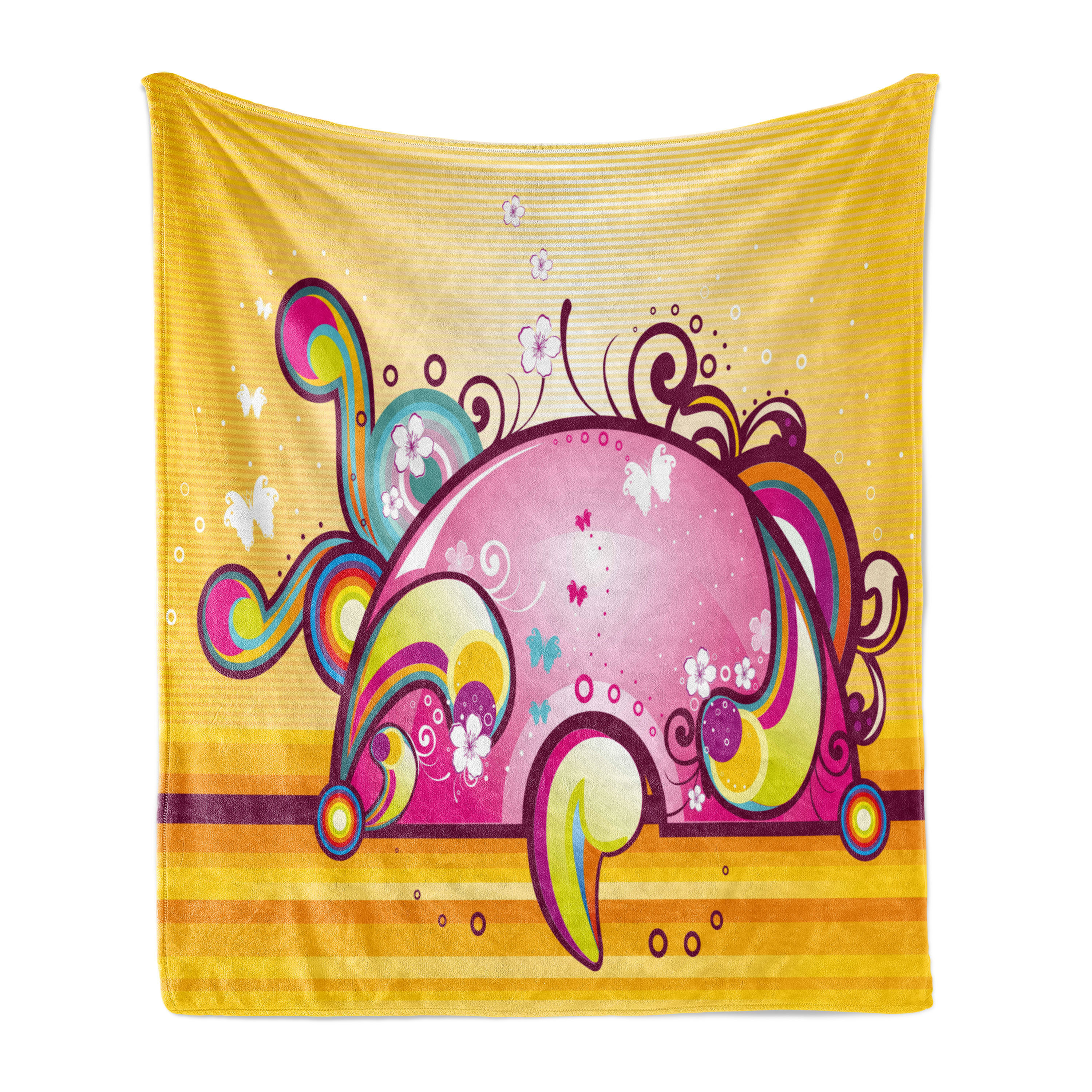 Ambesonne Pink Fleece Throw Blanket Spiral Vibrant Shapes Line Marigold ...