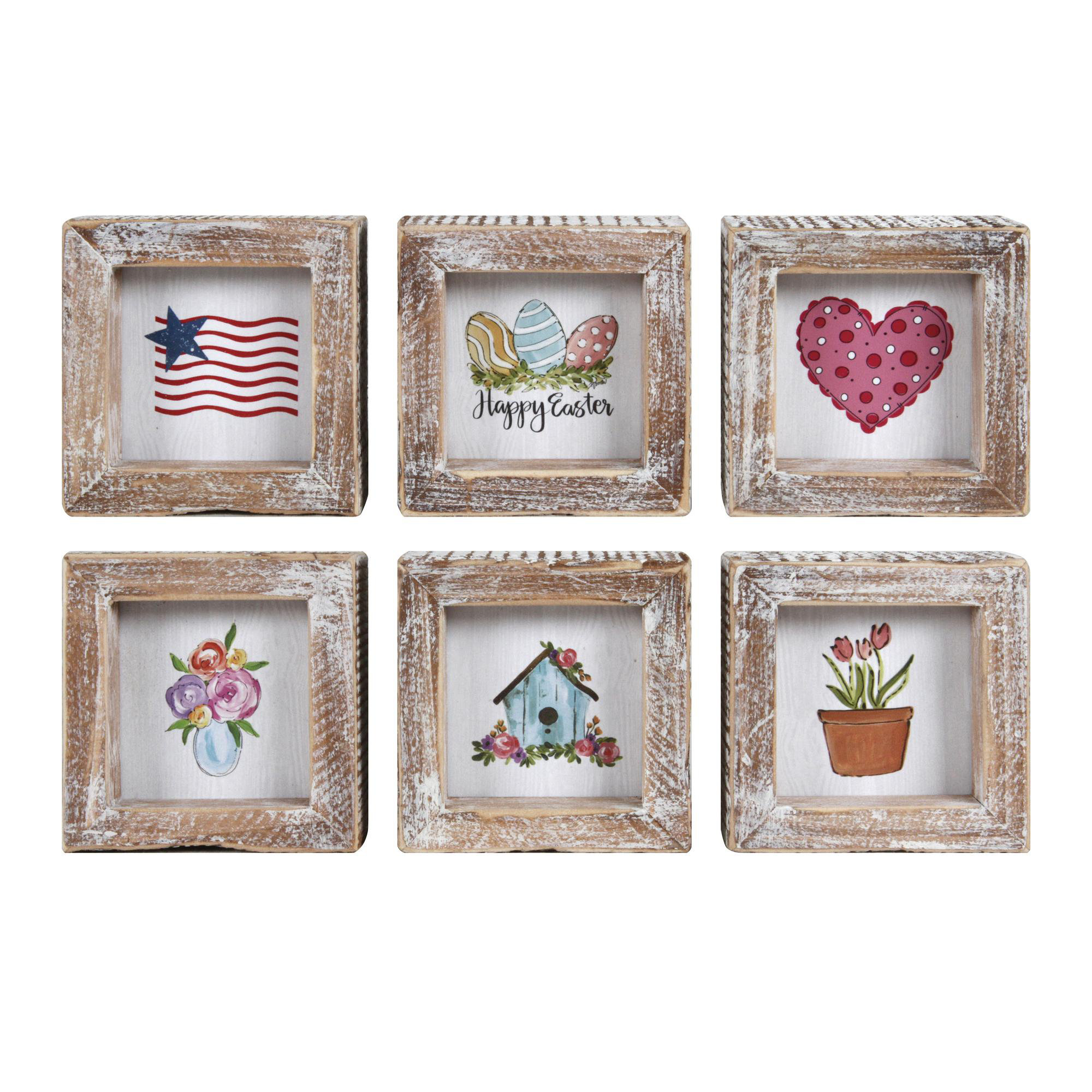 Gracie Oaks Wood/MDF/Paper Mini Wood Frame Decor Set Home Decorations ...