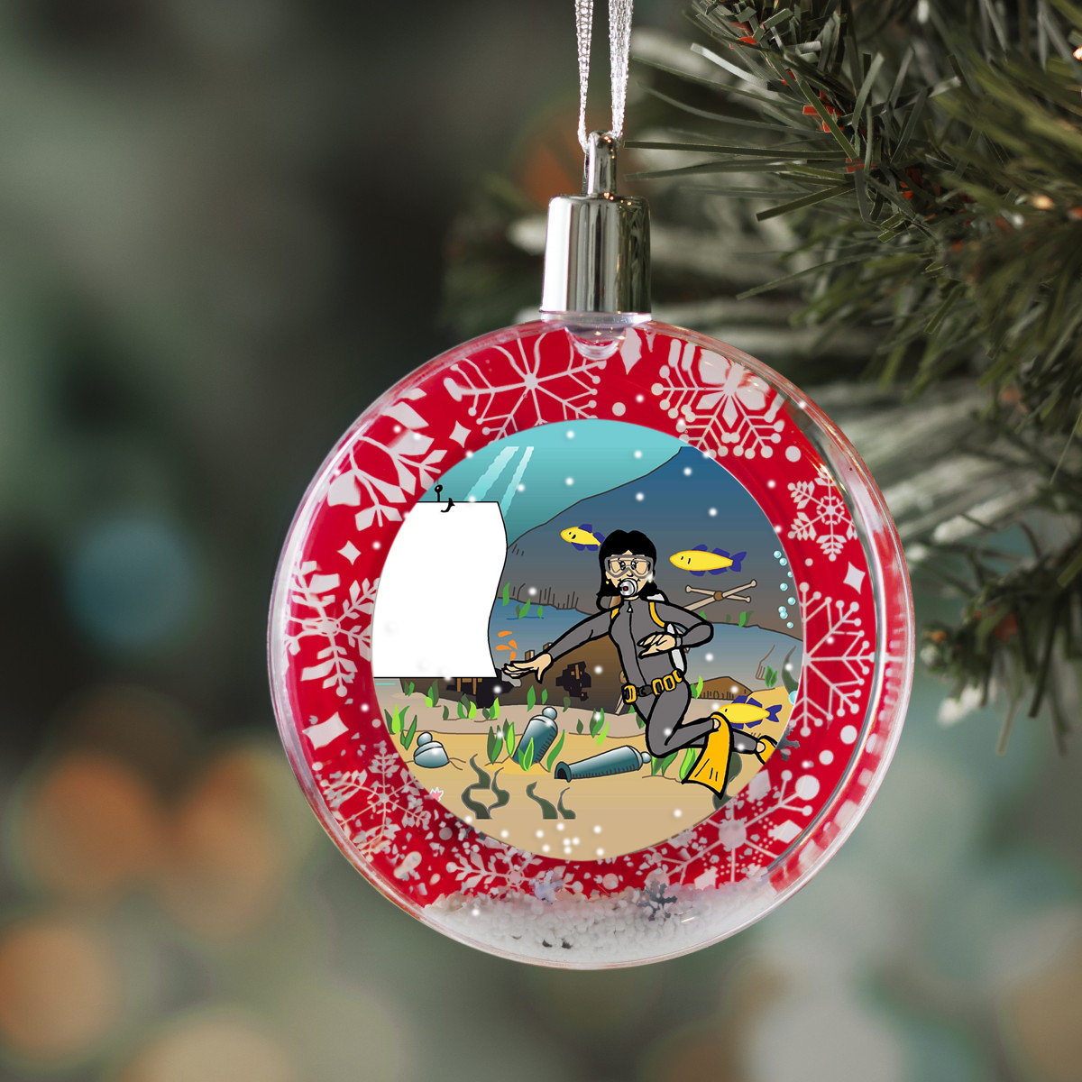 Printed Perfection Personalized Scuba Diver - Female Christmas Snow ...
