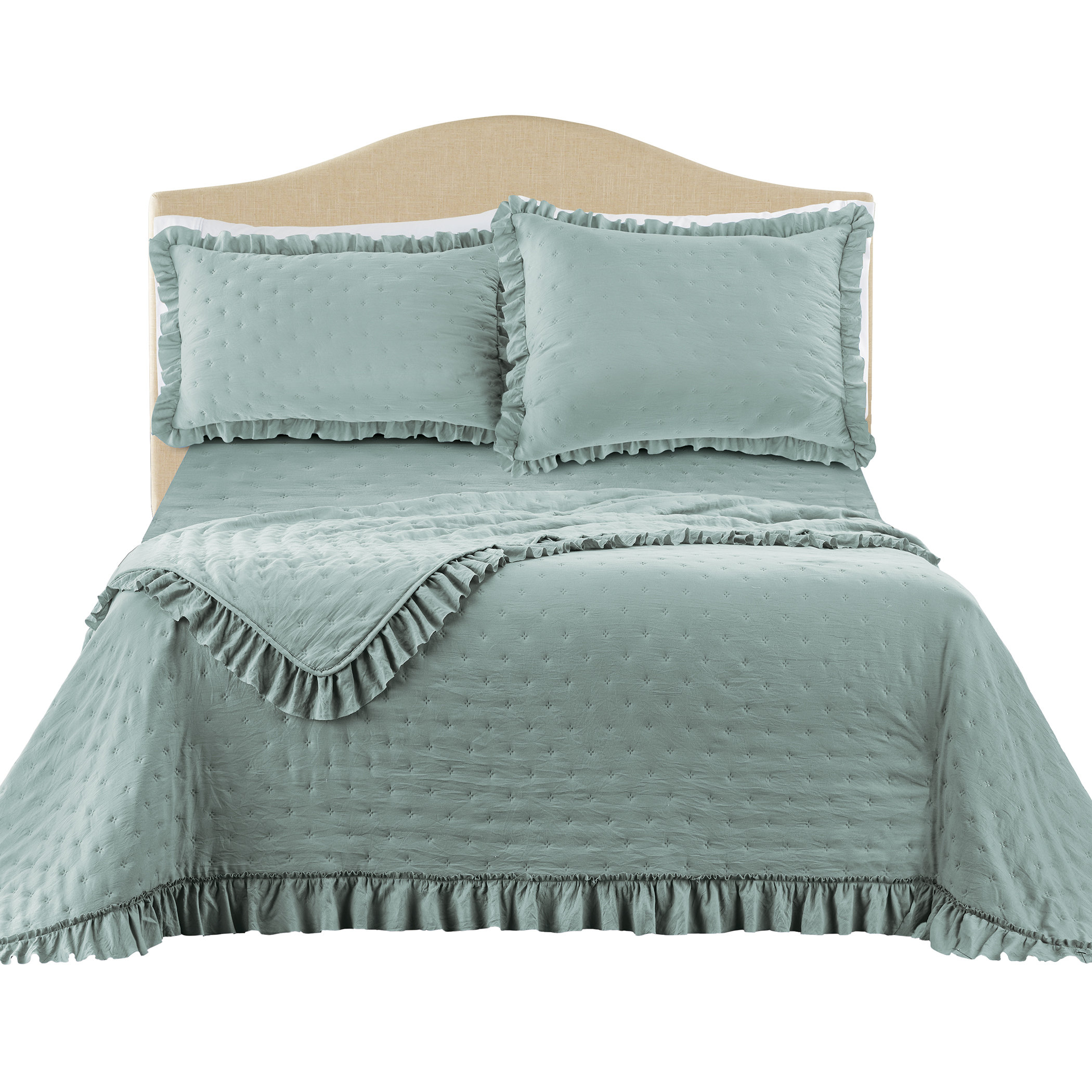 Winston Brands Textured Design Ruffled Border Solid Color Quilt | Wayfair