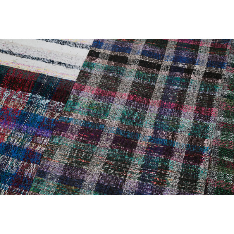Lofy Blue Patchwork Wool Handmade Area Rug | Wayfair