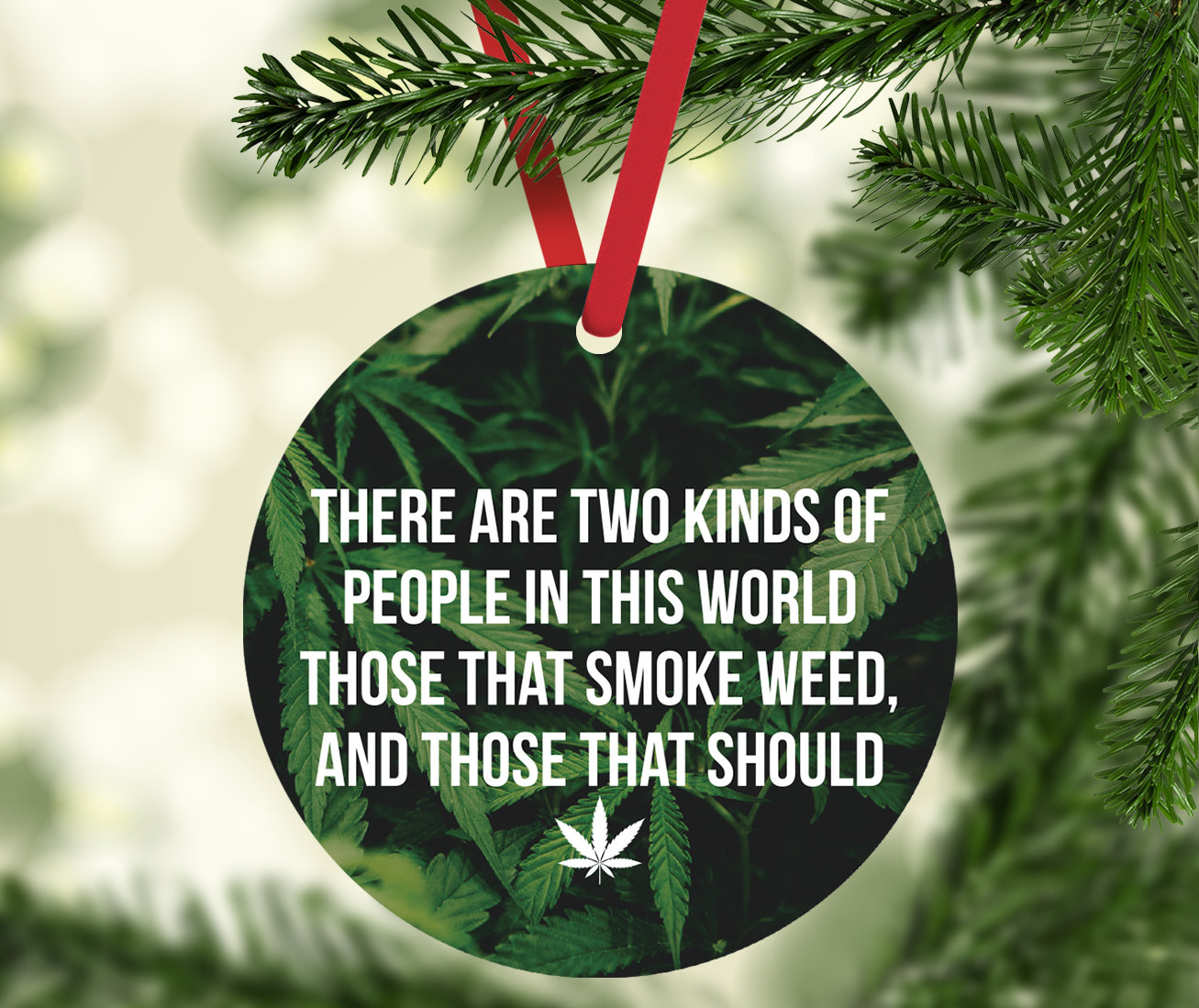 Koyal Wholesale Funny Cannabis Round Metal Christmas Ornament, Two ...