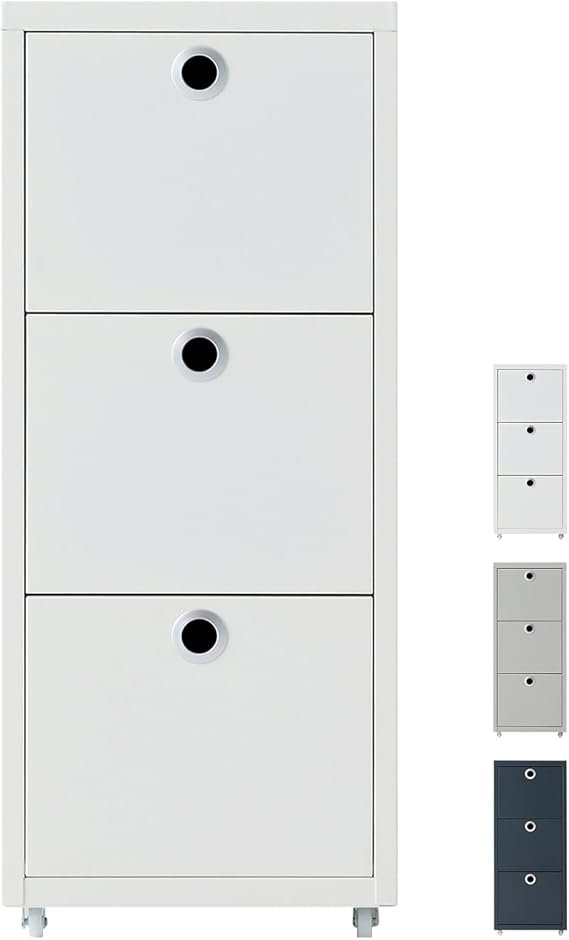 Inbox Zero Rolled Storage Cabinet, 3-Tier Small Size Steel Office File ...