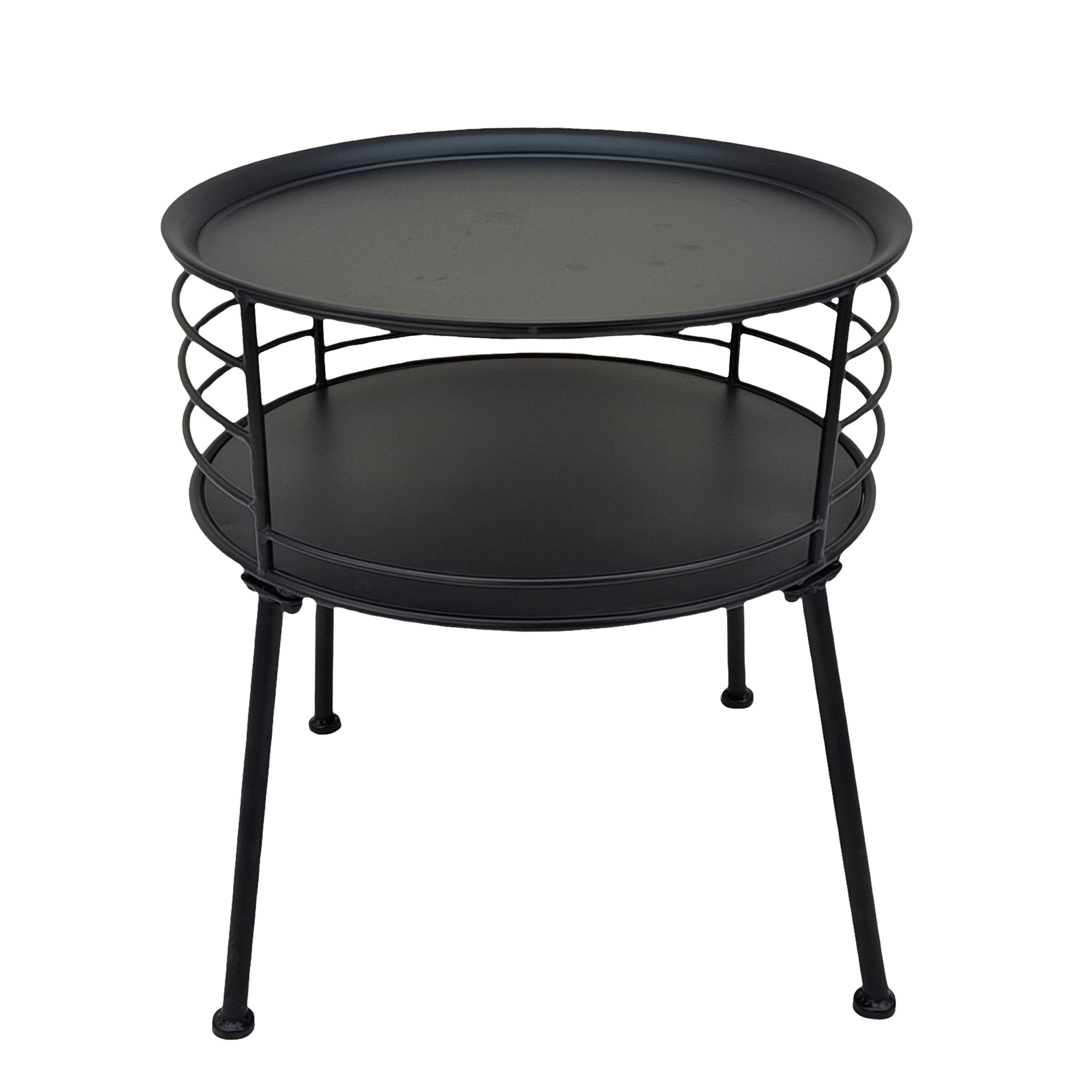 George Oliver VIP Metal 22 in. Black Round End Table with Wire Lower Shelf - Wayfair Canada