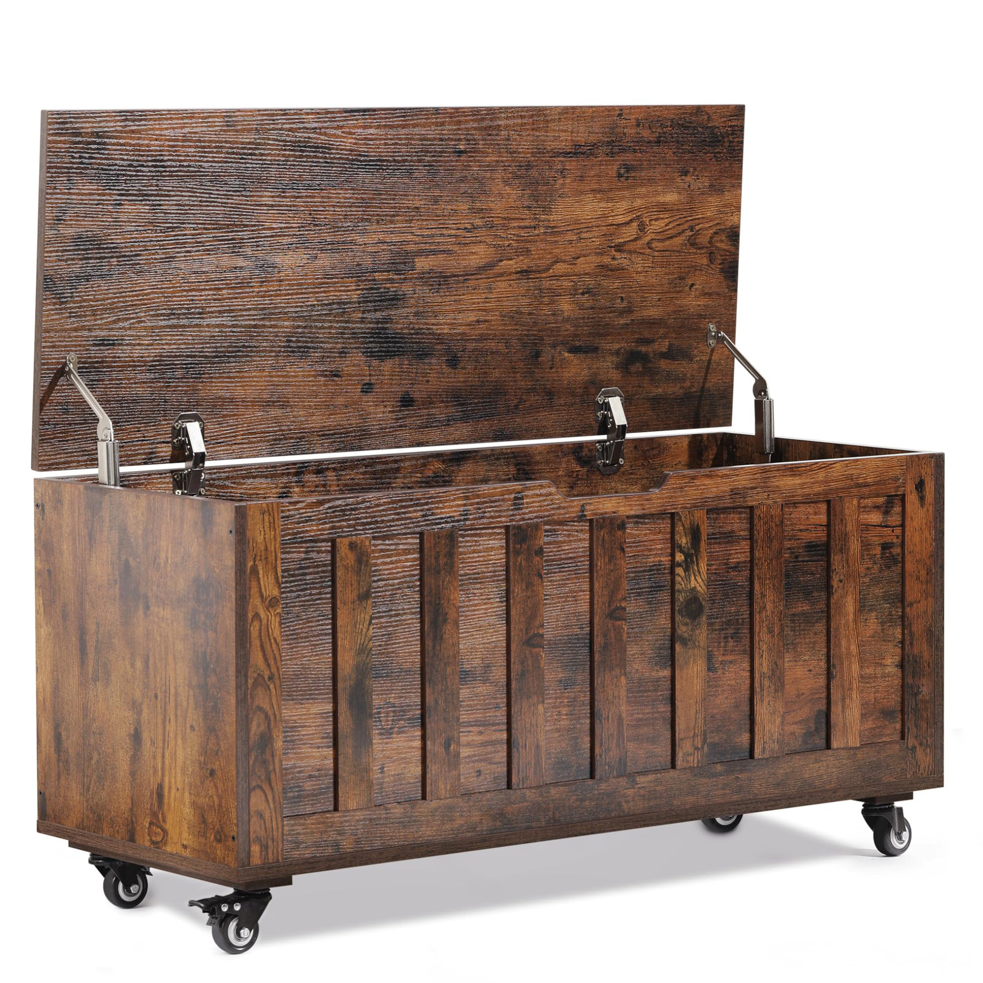 Millwood Pines 39.4" Wooden Storage Bench with Wheels | Wayfair