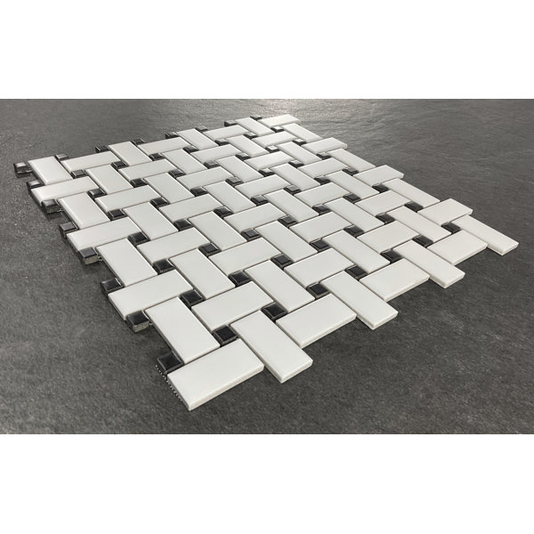 ES Stone 0.91" x 1.89" Porcelain Basketweave Mosaic Wall & Floor Tile ...