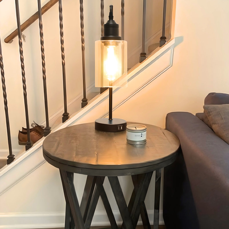 17 Stories Alaisa Metal Touch Dimmable Desk Lamp with USB (LED Bulbs ...