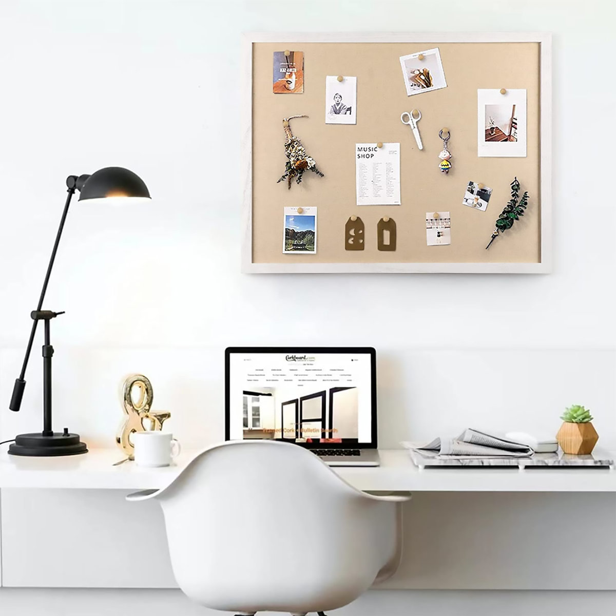 Latitude Run® Wall Mounted Bulletin Board with Linen Wood Boards ...