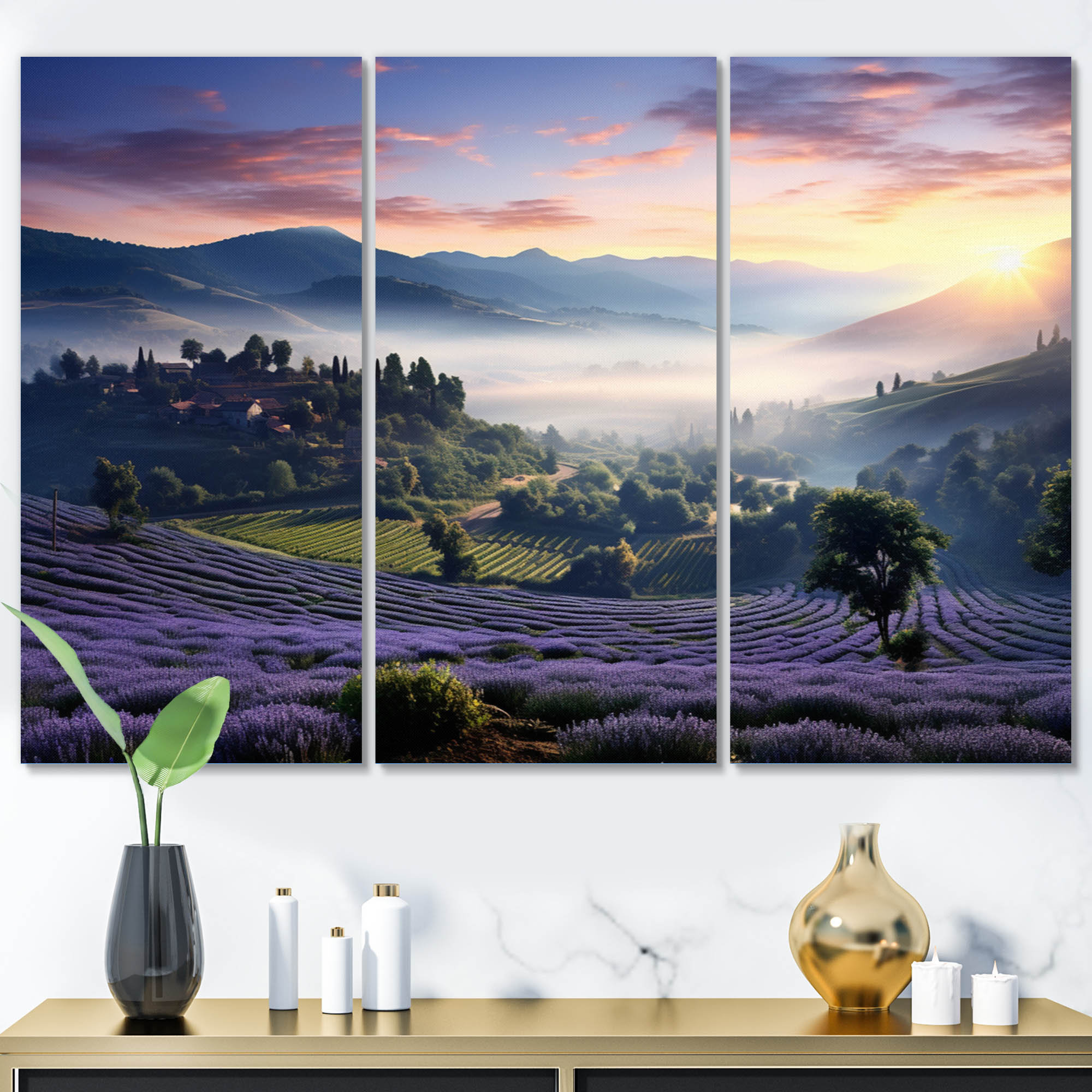 Winston Porter French Misty Morning In Provence I On Canvas 3 Pieces ...