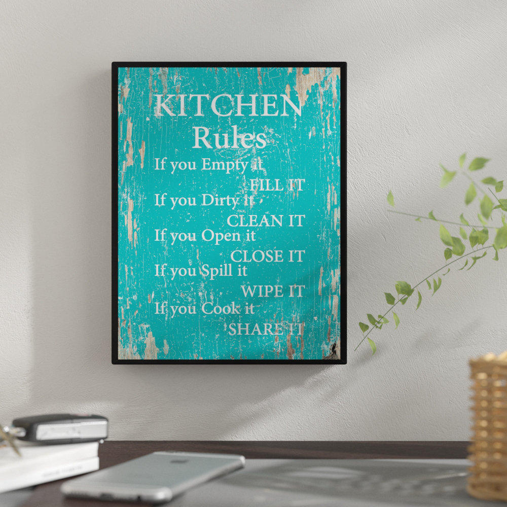 Winston Porter Kitchen Rules - Picture Frame Textual Art Print on ...