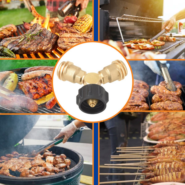 Flame King Y-Splitter Adapter with Valves, 2-Way LP Connector for 20LB ...