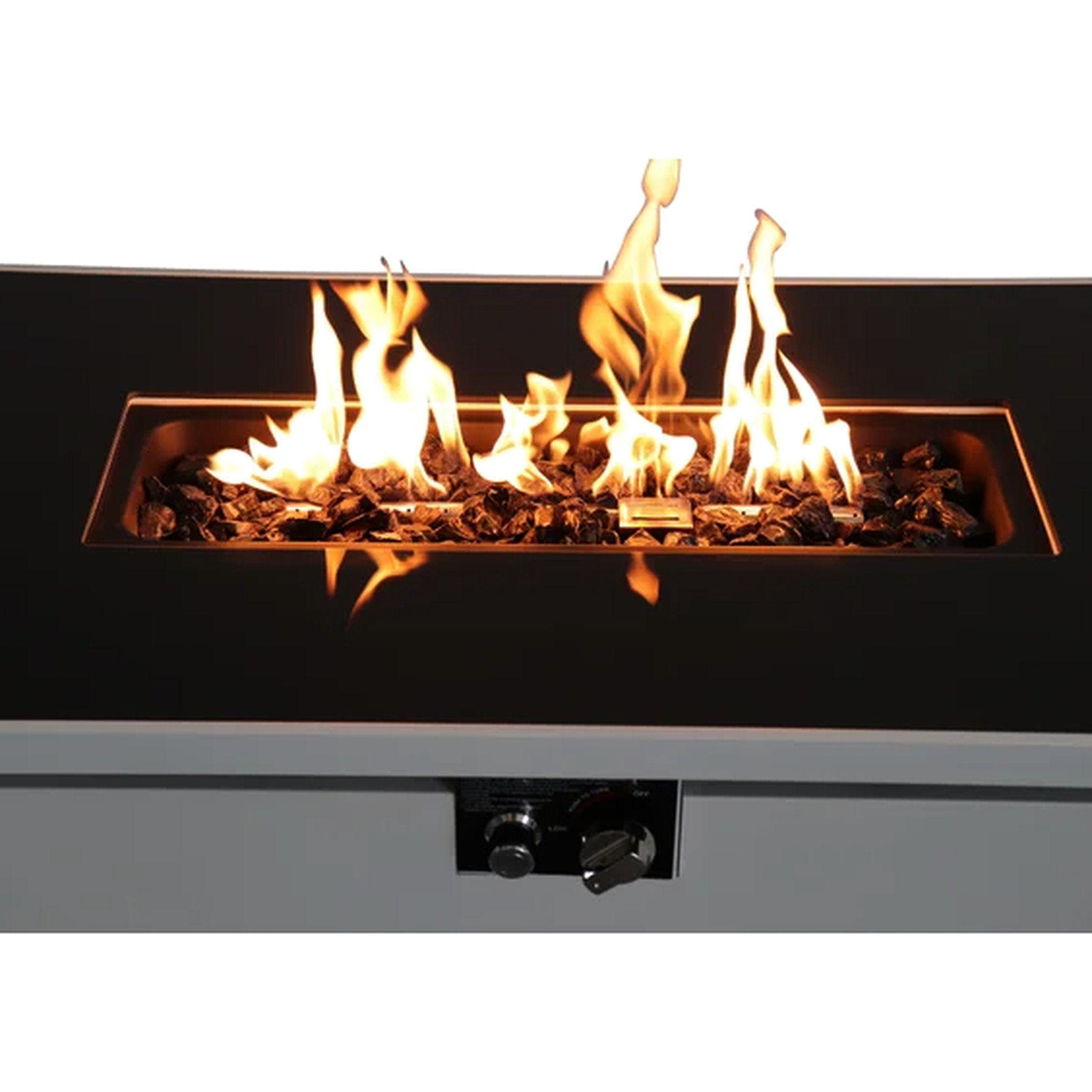 Latitude Run® 43" Rectangular Fire Pit - Smoked Glass & Stainless Steel ...