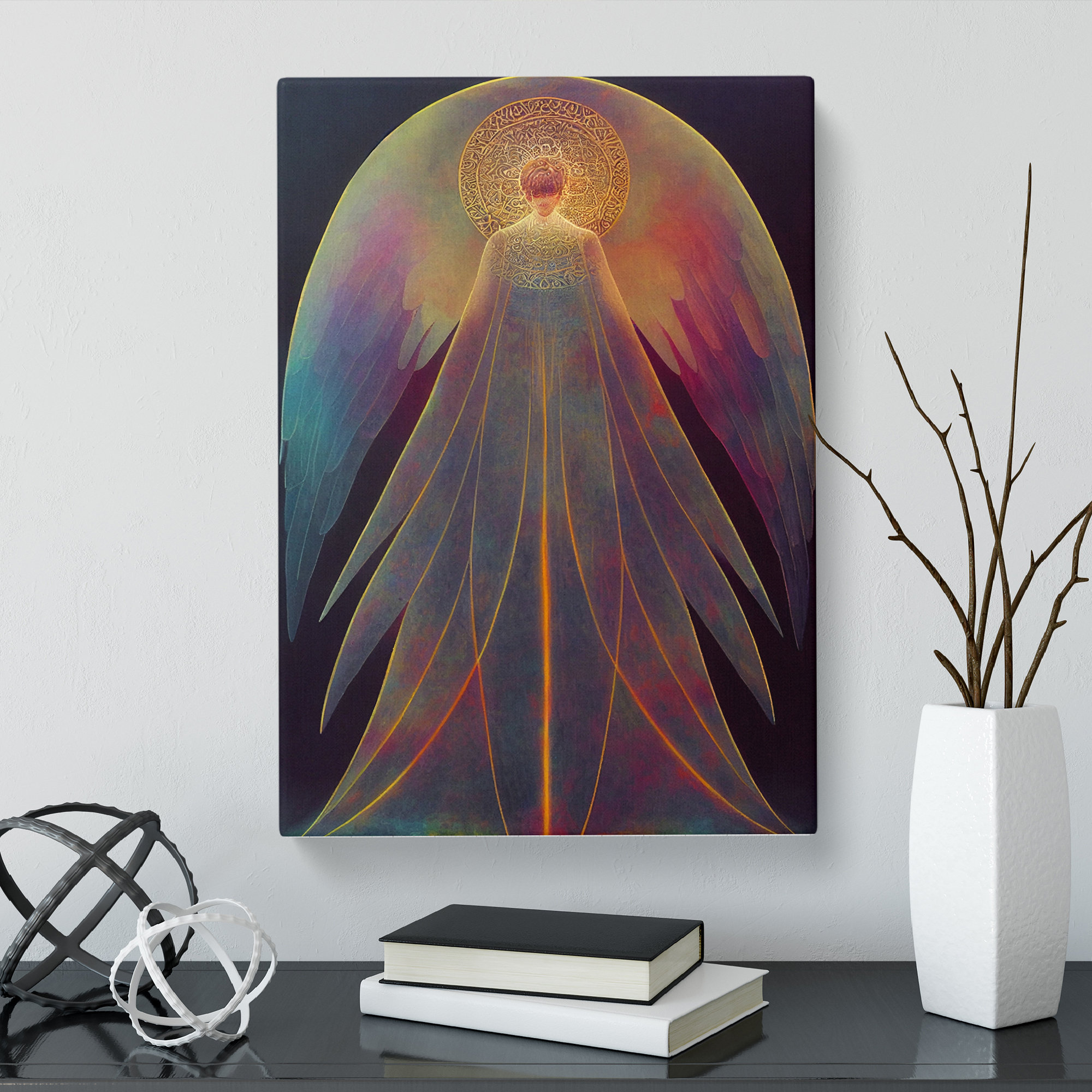 Metro Lane Angel Mandala - Wrapped Canvas Graphic Art | Wayfair.co.uk