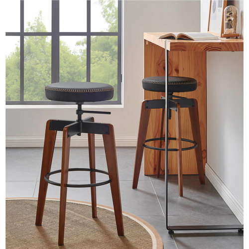 Steelside™ Hull Solid Wood Adjustable Height Stool & Reviews | Wayfair