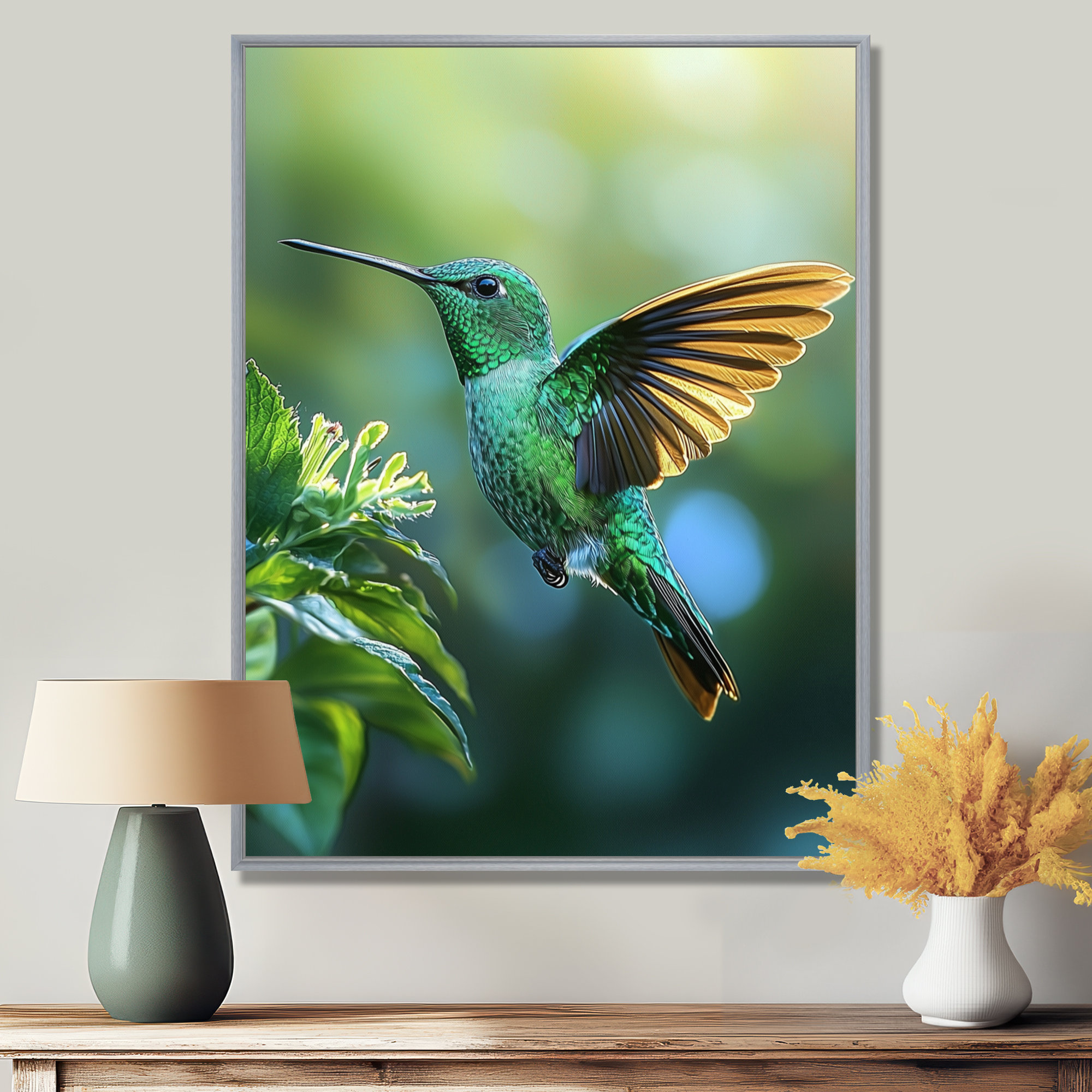 Winston Porter Laforge Emerald Hummingbird Jewels In Flight I - Hummingbird Wall Decor | Wayfair