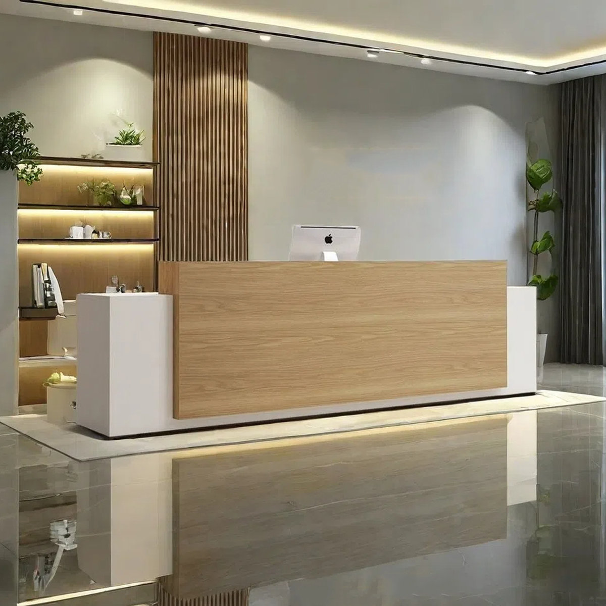 OX Art Reception Desk 110.23” Elegant Writing Desk, Computer Table ...