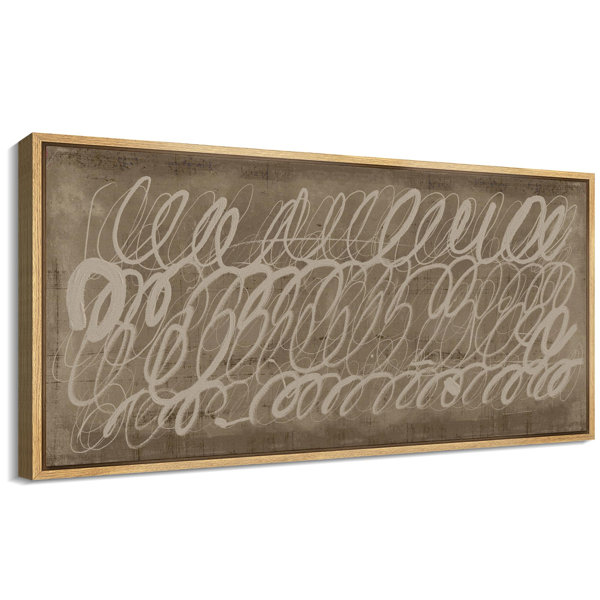 IDEA4WALL Geometric Line Vintage Sepia Calligraphy Swirls Framed On ...