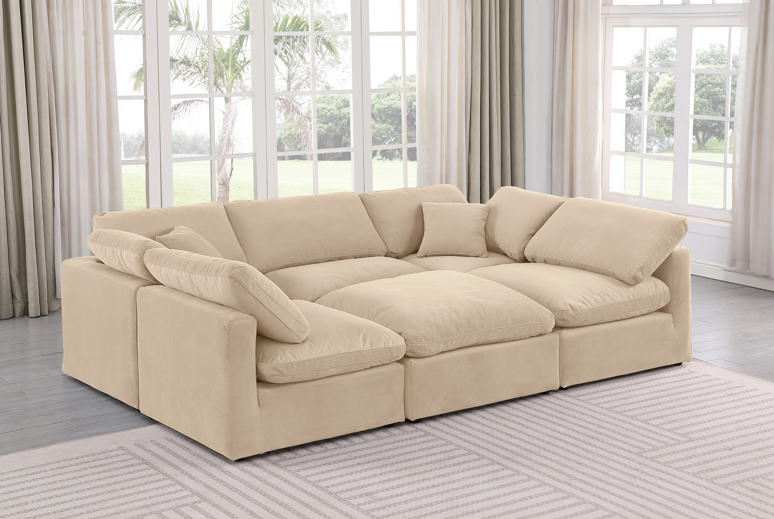 Wrought Studio Itala Velvet Upholstered 6-Piece U-Shaped Modular ...
