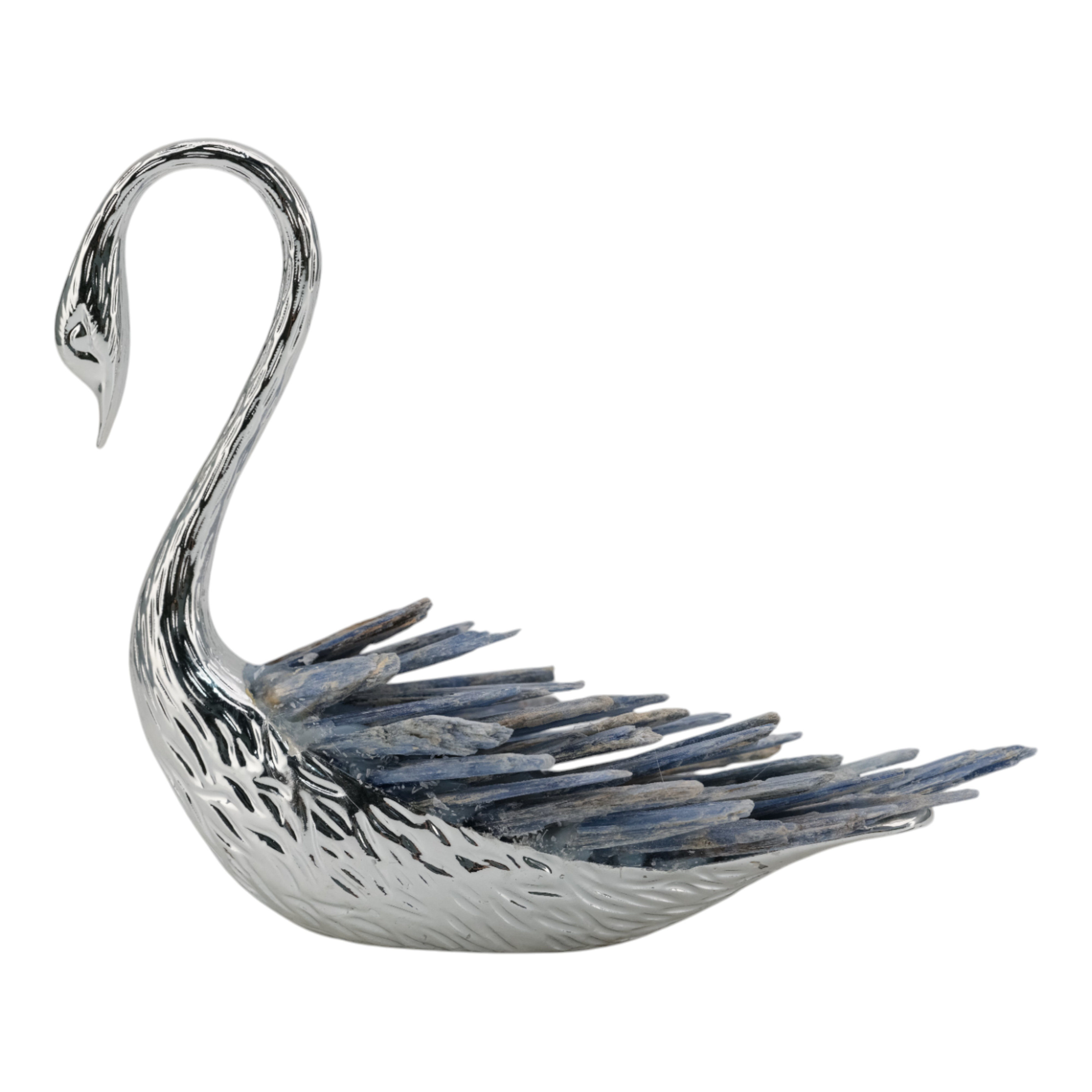Sagebrook Home 6" Majesty Blue Kyanite Stone Sitting Metal Swan ...