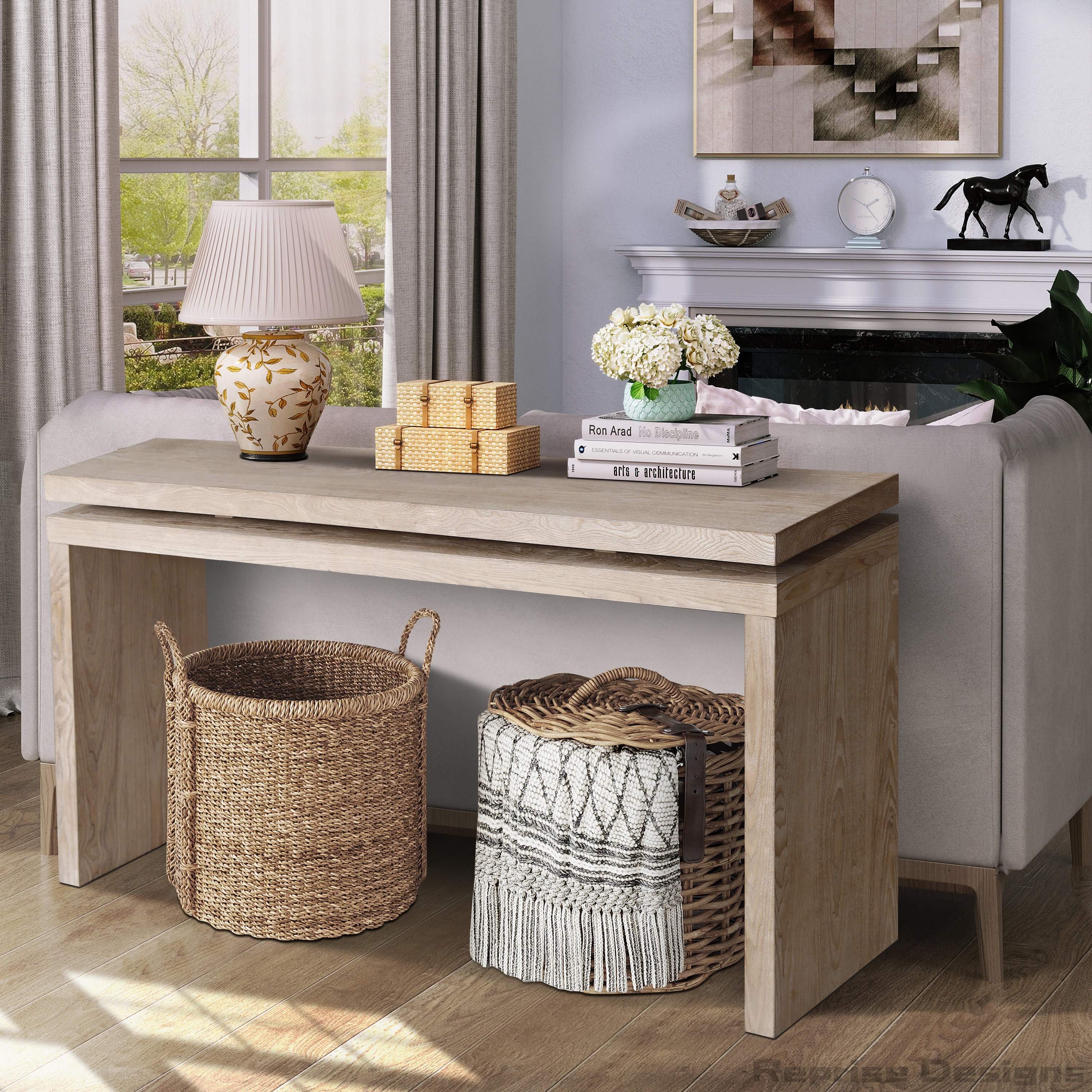 Reprise Designs 60'' Farmhouse Console Table with Double Board ...