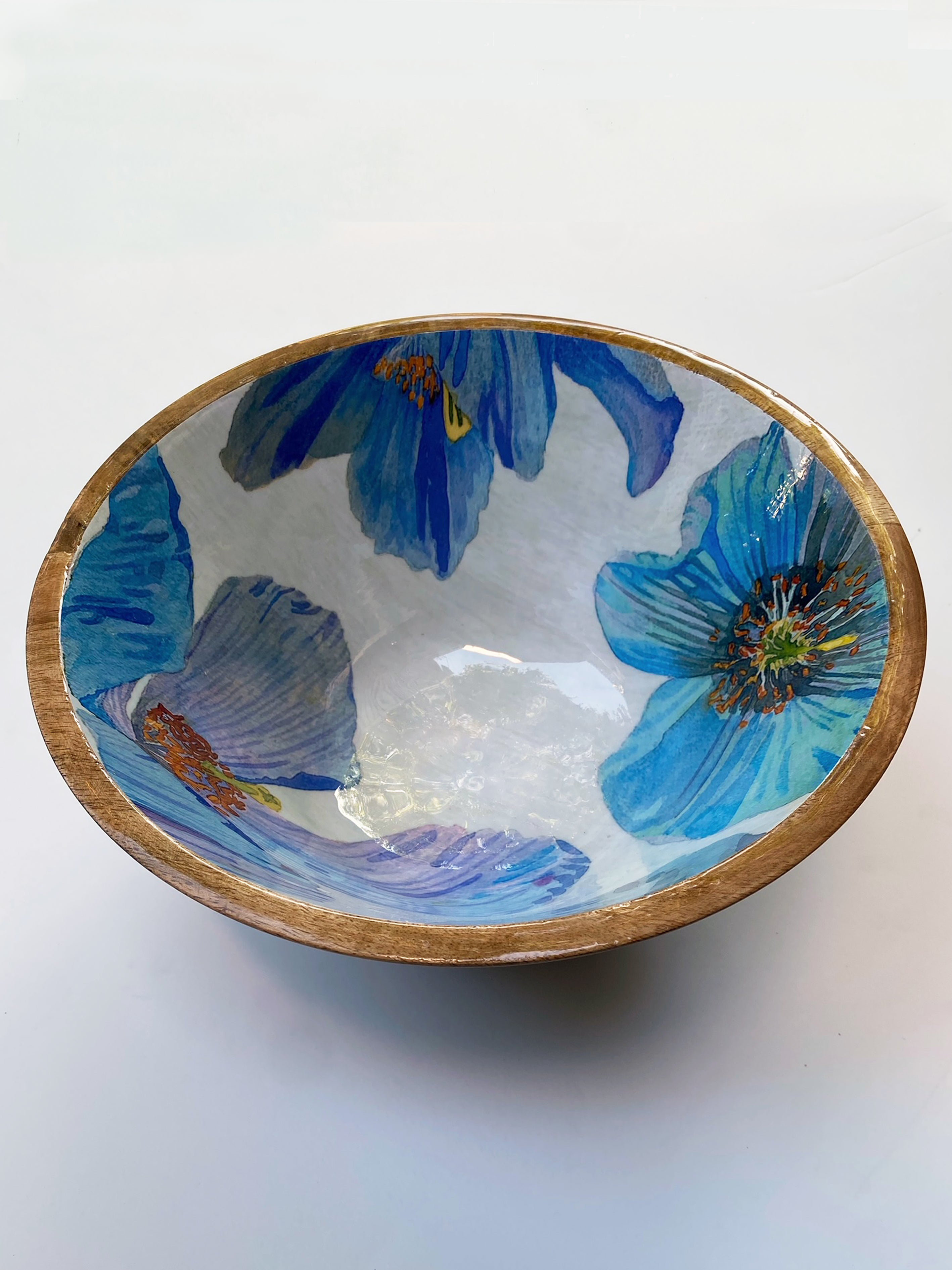 India & Purry Serving Bowl: Himalayan Blue Poppies on Ecru | Wayfair