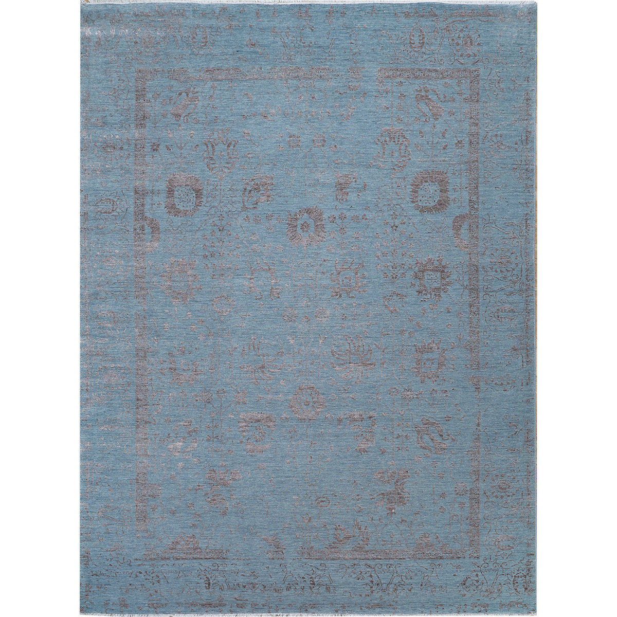 Bokara Rug Co., Inc. Hand-Knotted High-Quality Light Blue and Gray Area ...