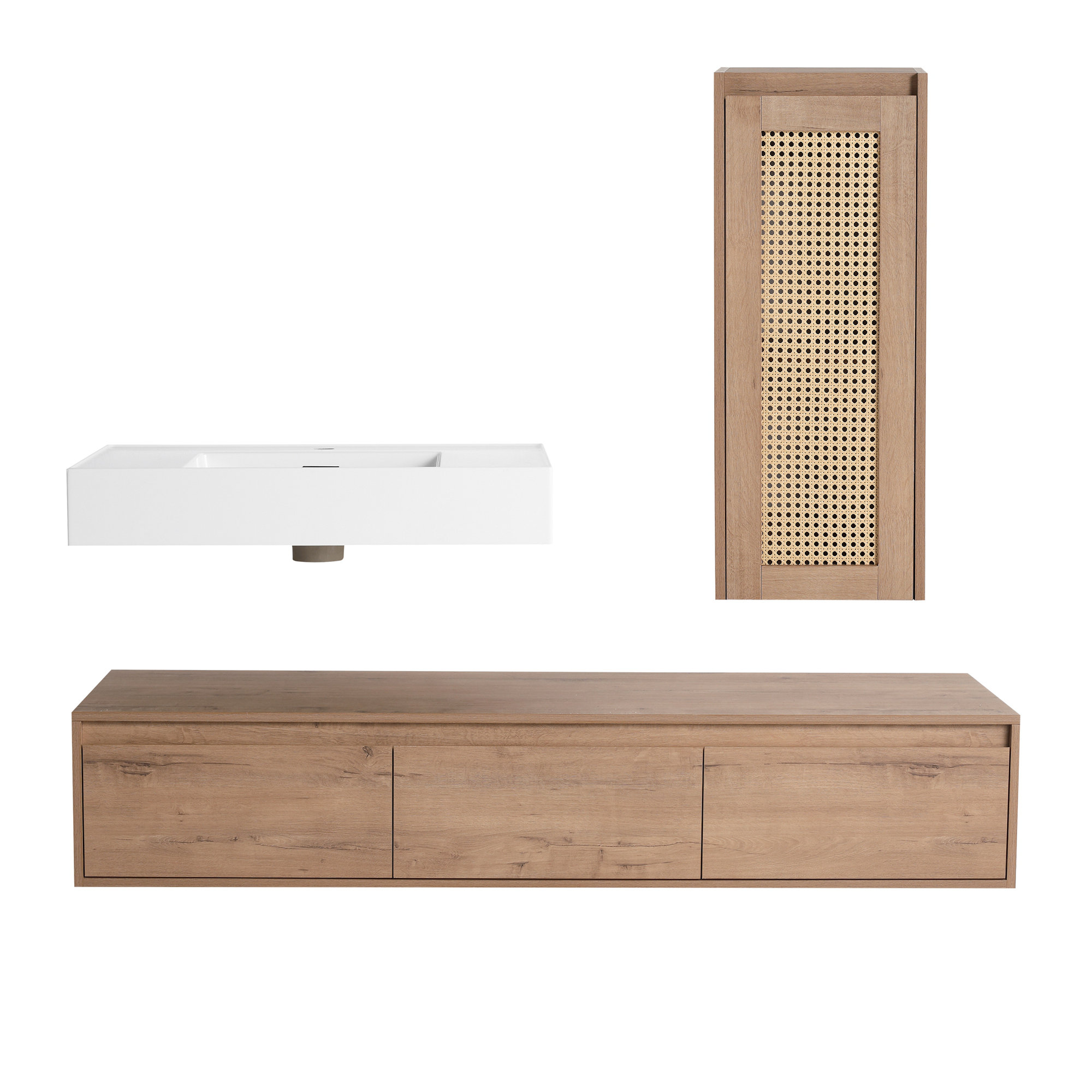 Bayou Breeze 60 inch Wall-Mounted Bathroom Vanity with Resin Sink and ...