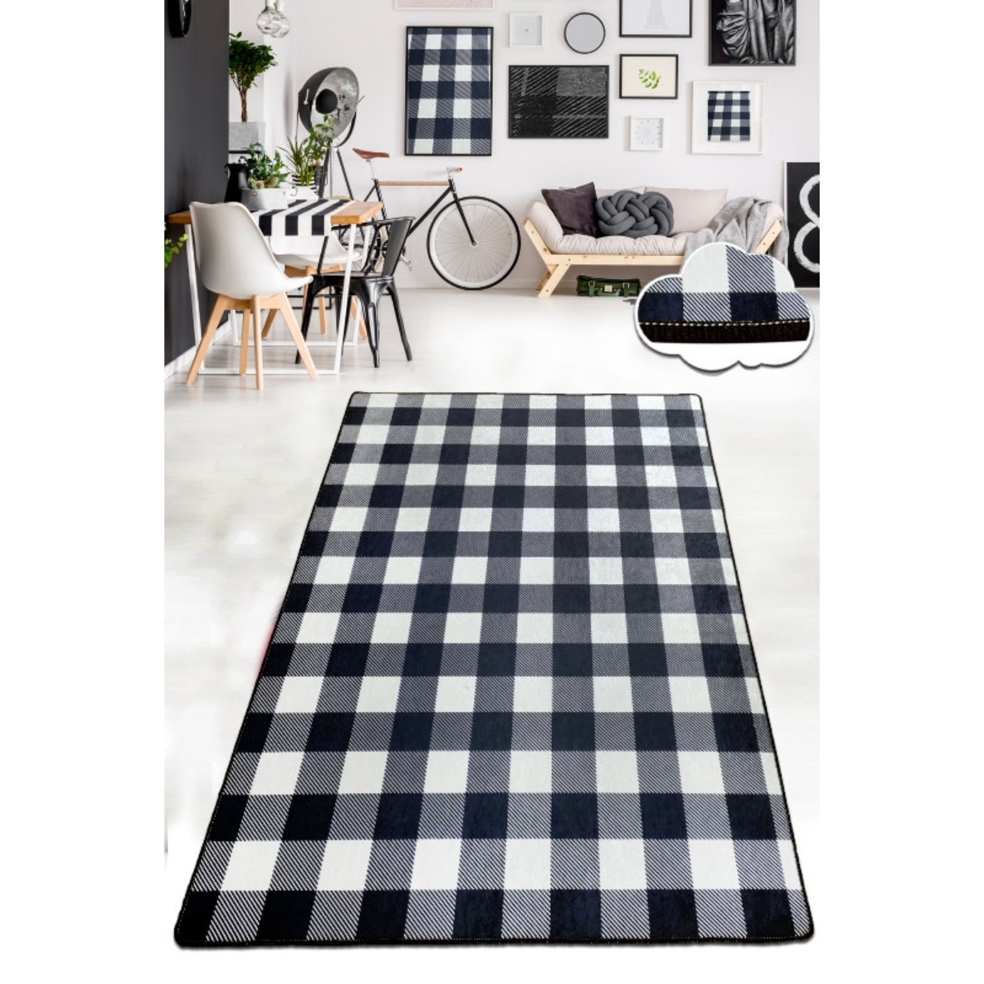 East Urban Home Choi Gingham Machine Made Power Loom Polyester/Velvet ...