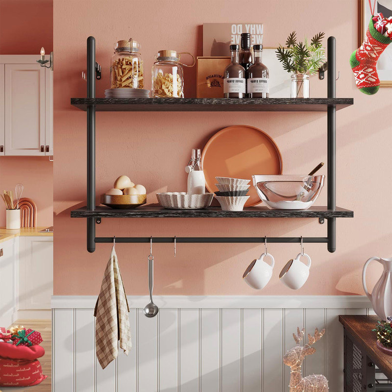 17 Stories Industrial Floating Shelving 31" Kitchen Wall-Mounted Shelf ...