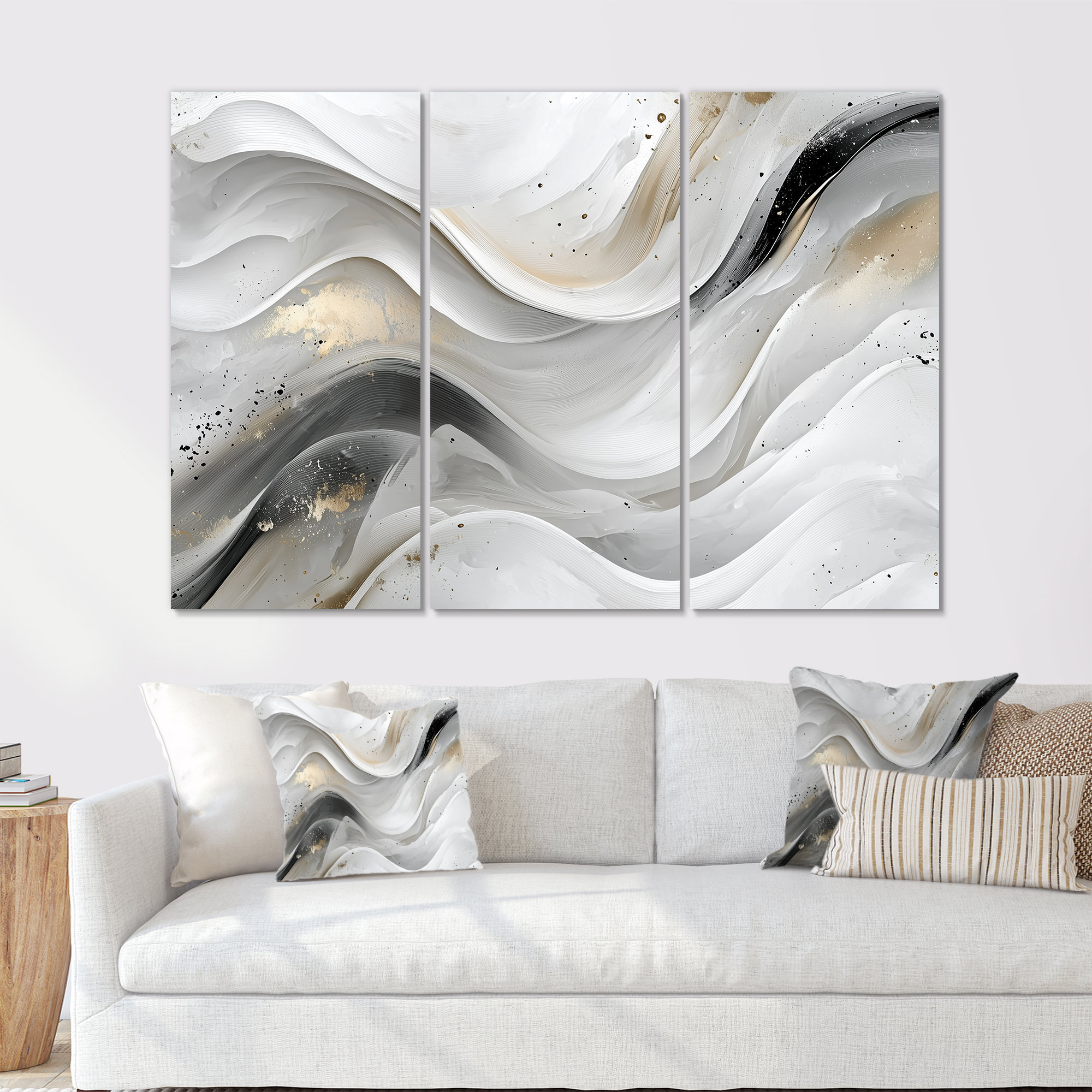 Ivy Bronx White Ripples Of Stone II - Abstract Modern Waves Wall Art ...