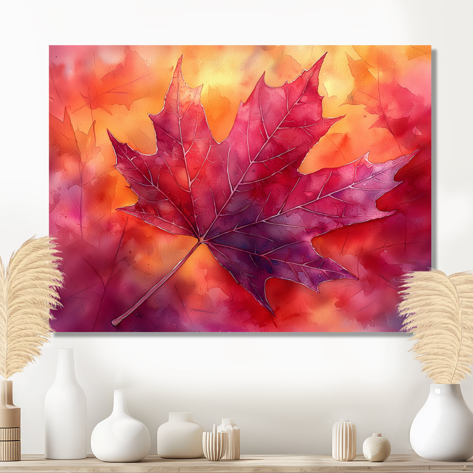 Latitude Run® Autumn Maple Leaf II - Leaves Metal Wall Art, Traditional ...