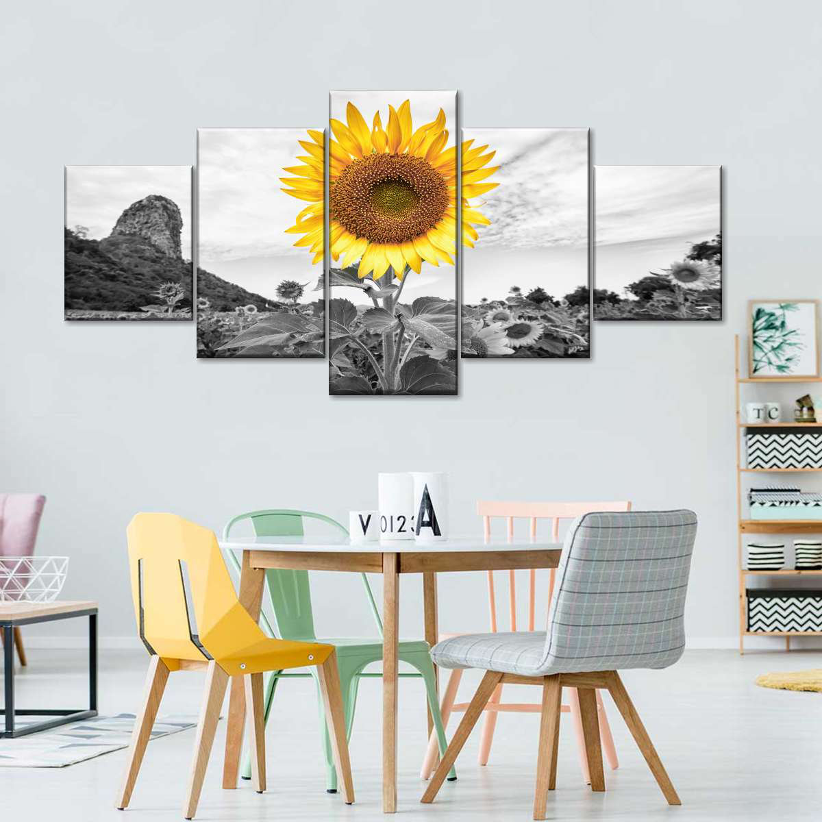 Elephant Stock Pop Golden Sunflower On Canvas 5 Pieces Set & Reviews ...