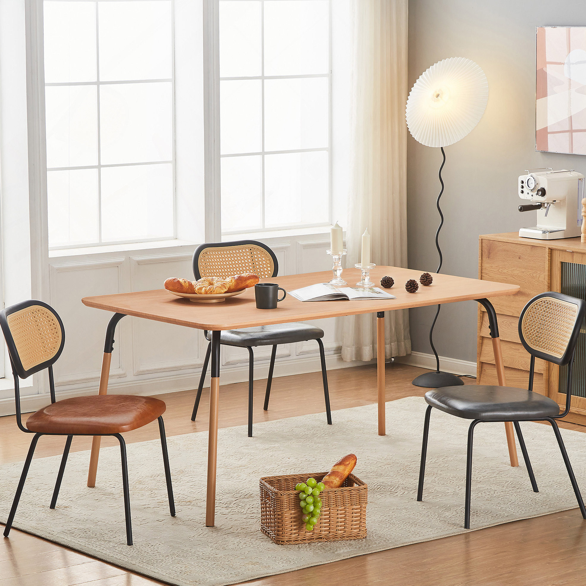 Bay Isle Home™ modern simple style dining chair PU leather black metal ...