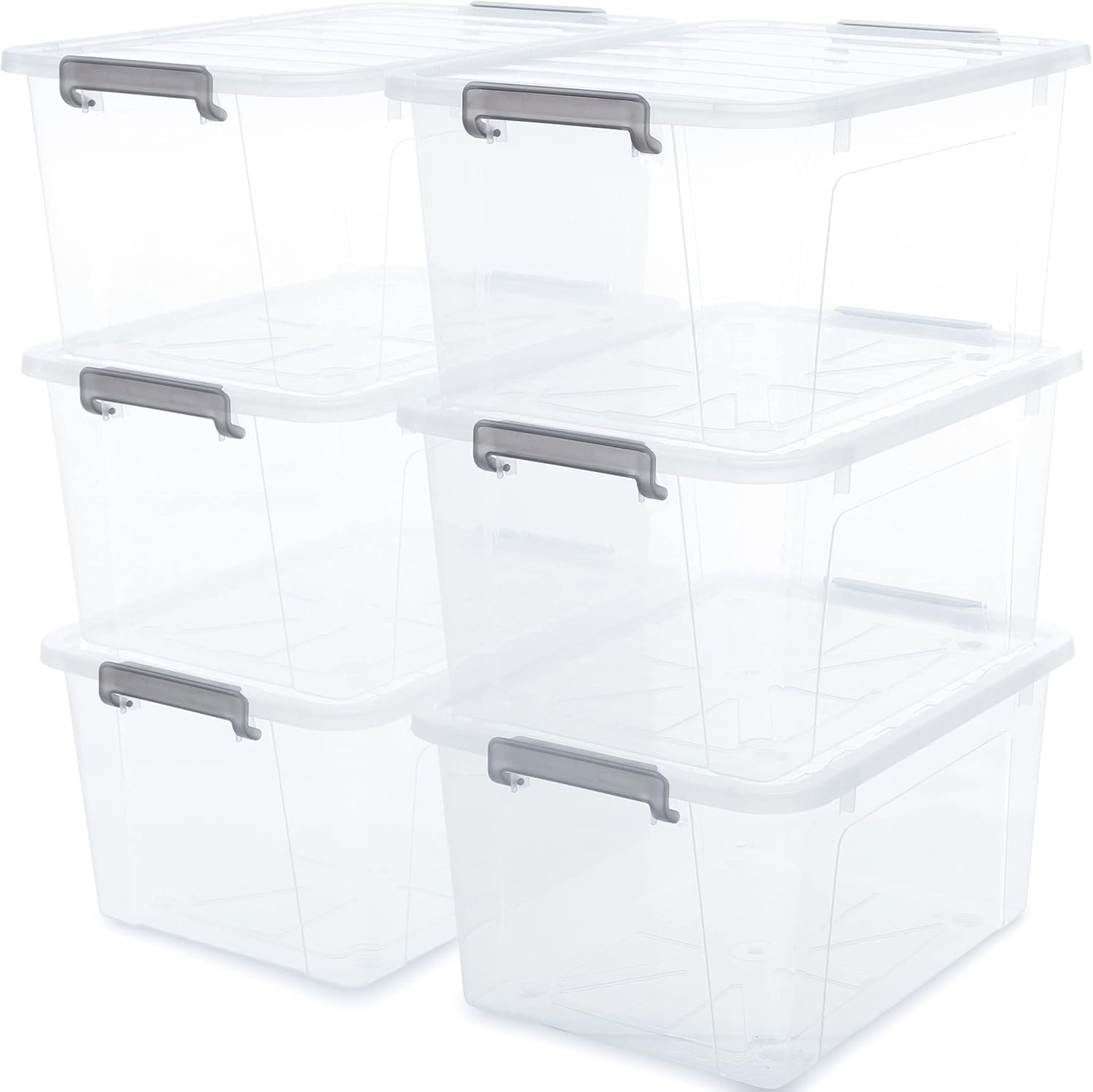 Rebrilliant 45 Qt Clear Storage Bin With Lid Stackable Container ...
