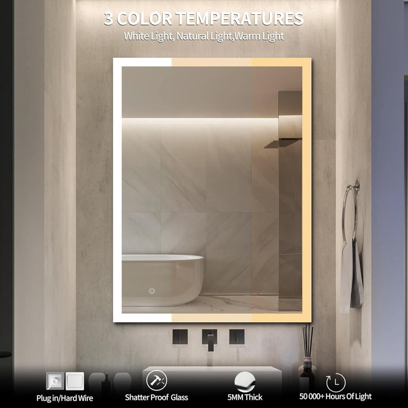 Wrought Studio™ Led Mirror for Bathroom Lighted Vanity Mirror for ...