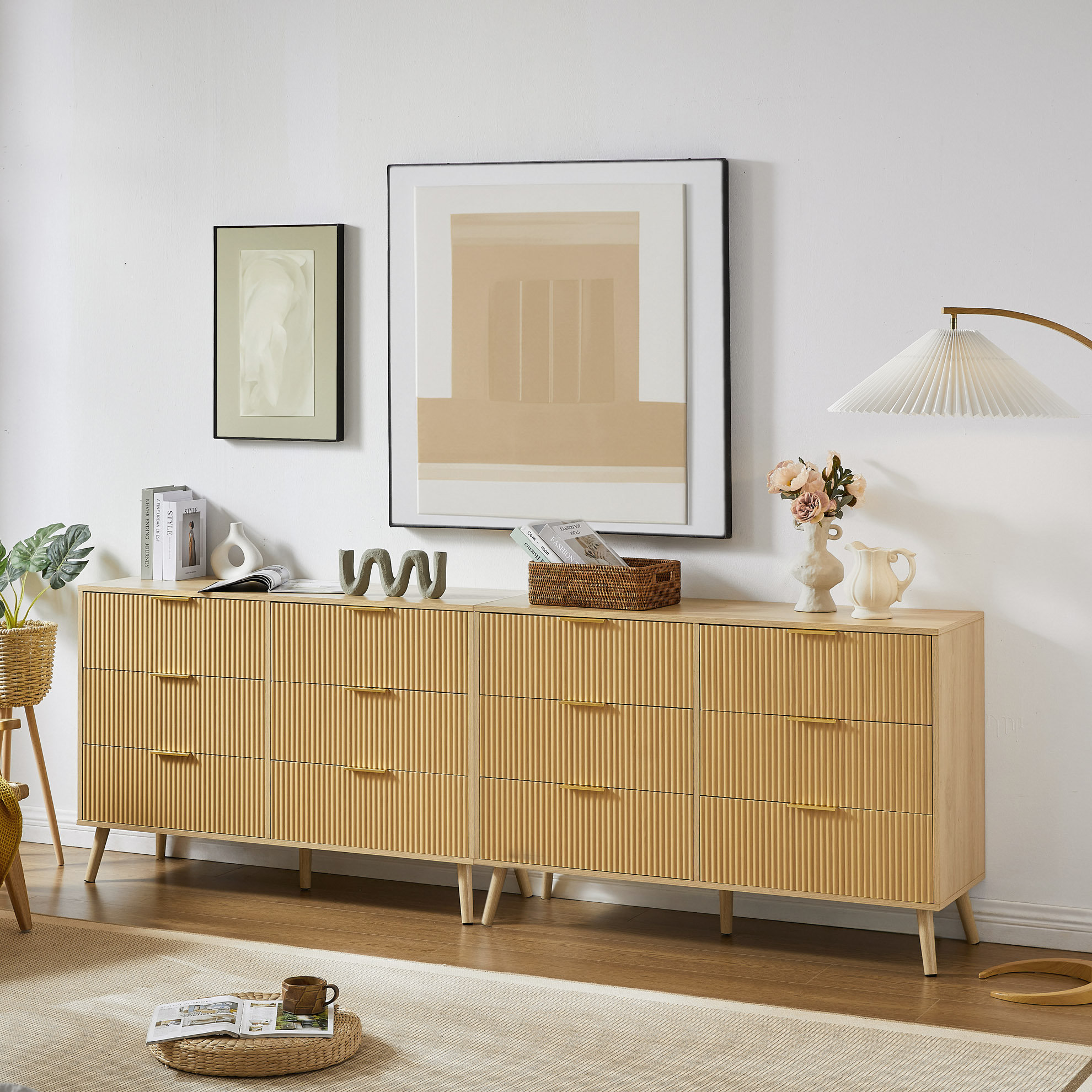 Corrigan Studio® Bedroom Dresser, 6 Double Dressers With Wavy Drawers ...