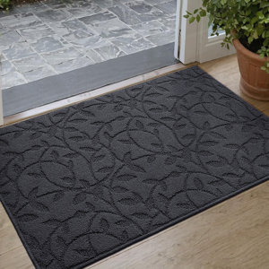 Ebern Designs Large Floral Indoor Outdoor Doormat,Machine Washable Low ...