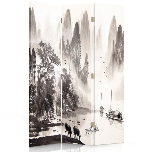 World Menagerie Mikami 110cm W x 150cm H 3 - Panel Folding Room Divider ...