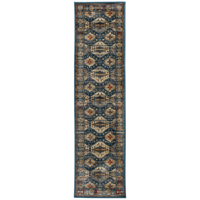 Wade Logan Mnatsagan Traditional Machine Woven Brown/Blue Area Rug ...