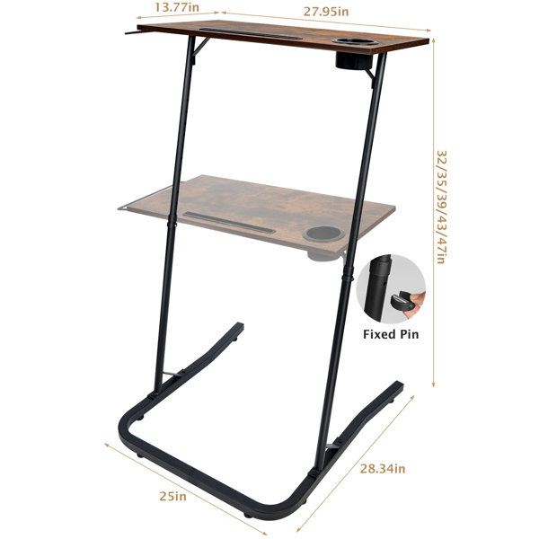 17 Stories Atlandida Adjustable Bike Trainer Desk, Treadmill Desk ...