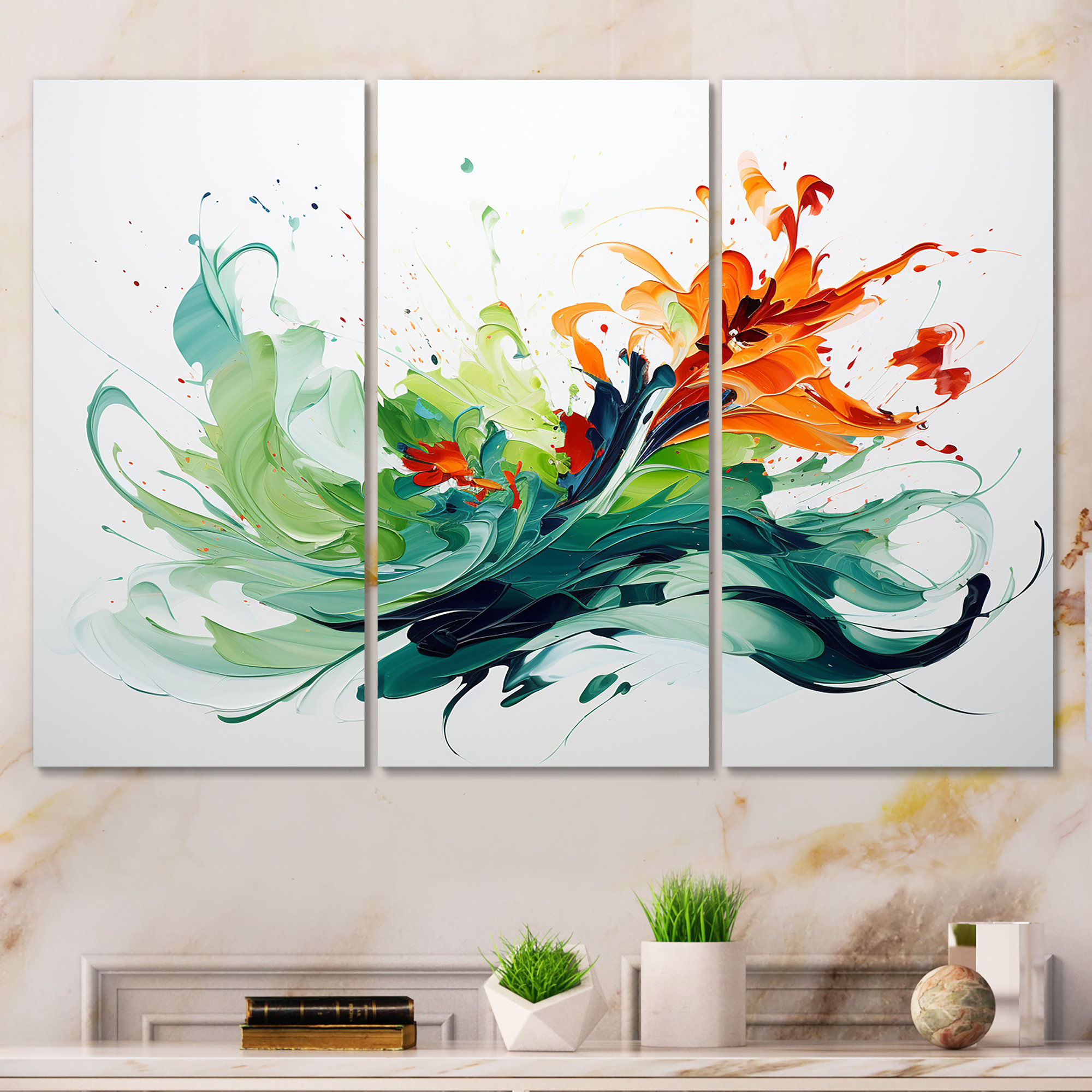 Latitude Run® Green And White Abstract Expression Painting V - Abstract ...