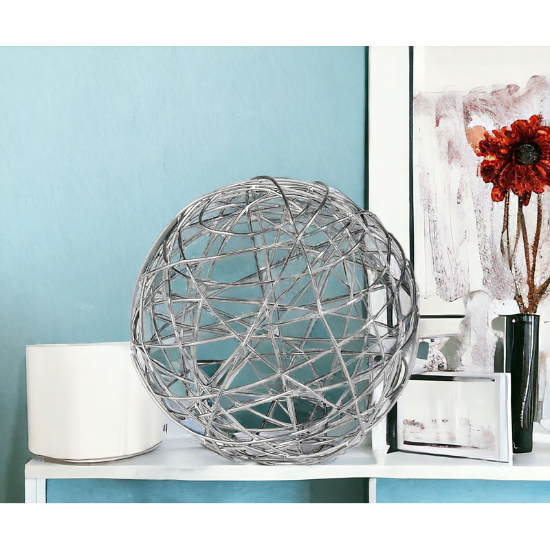 Wrought Studio™ Daniyal Silver Extra Large Wire Sphere | Wayfair