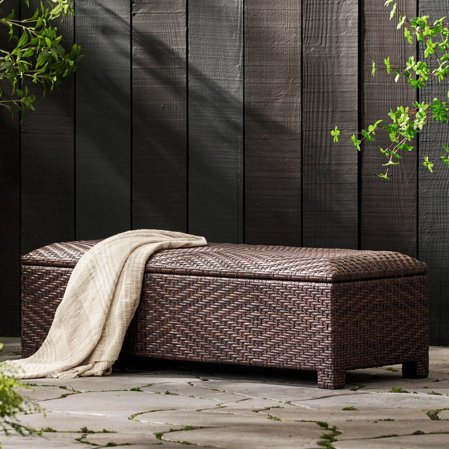 Foundry Select Pe Wicker Storage Bench, Patio Bench With Storage ...