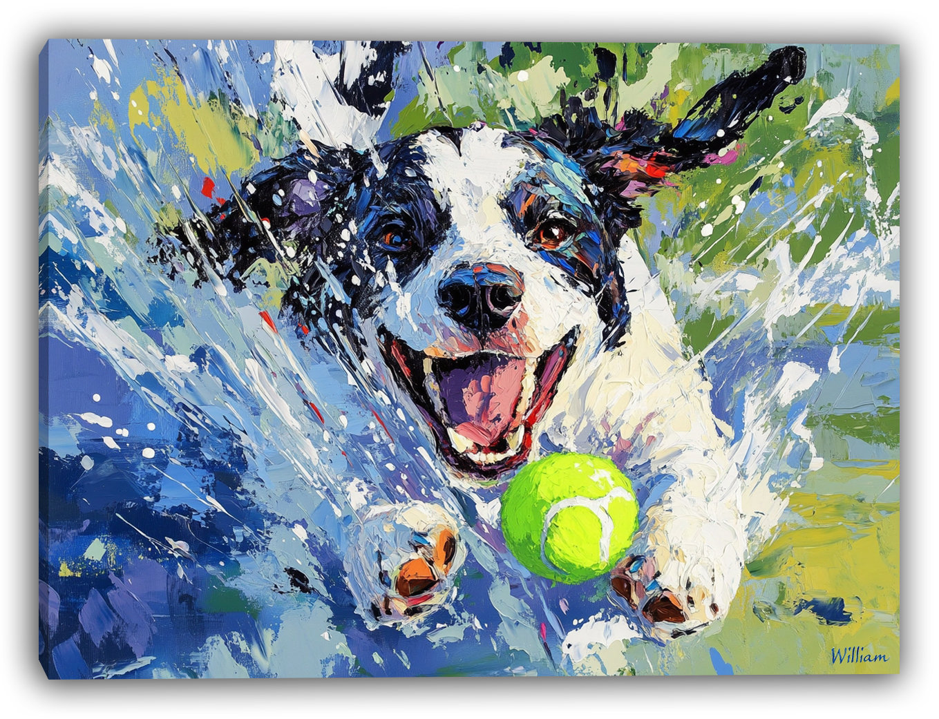 Lark Manor™ Joyful Splash - Dog with Tennis Ball | Wayfair