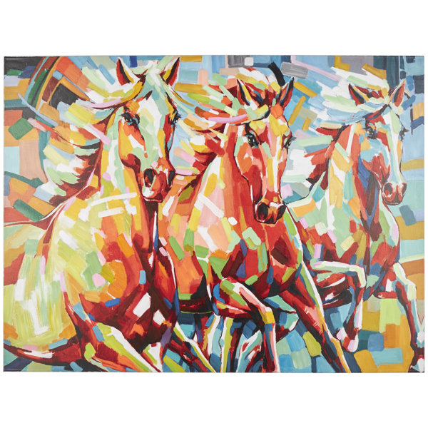 Union Rustic Canvas Abstract Paint Splatter Horse Decorative Multi ...