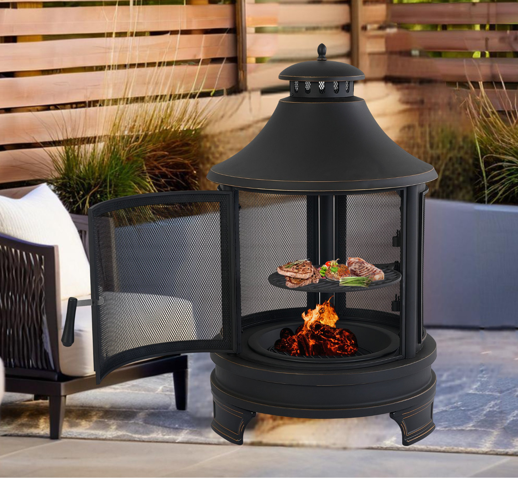 Red Barrel Studio Height Adjustable Metal Outdoor Heating Furnace For ...