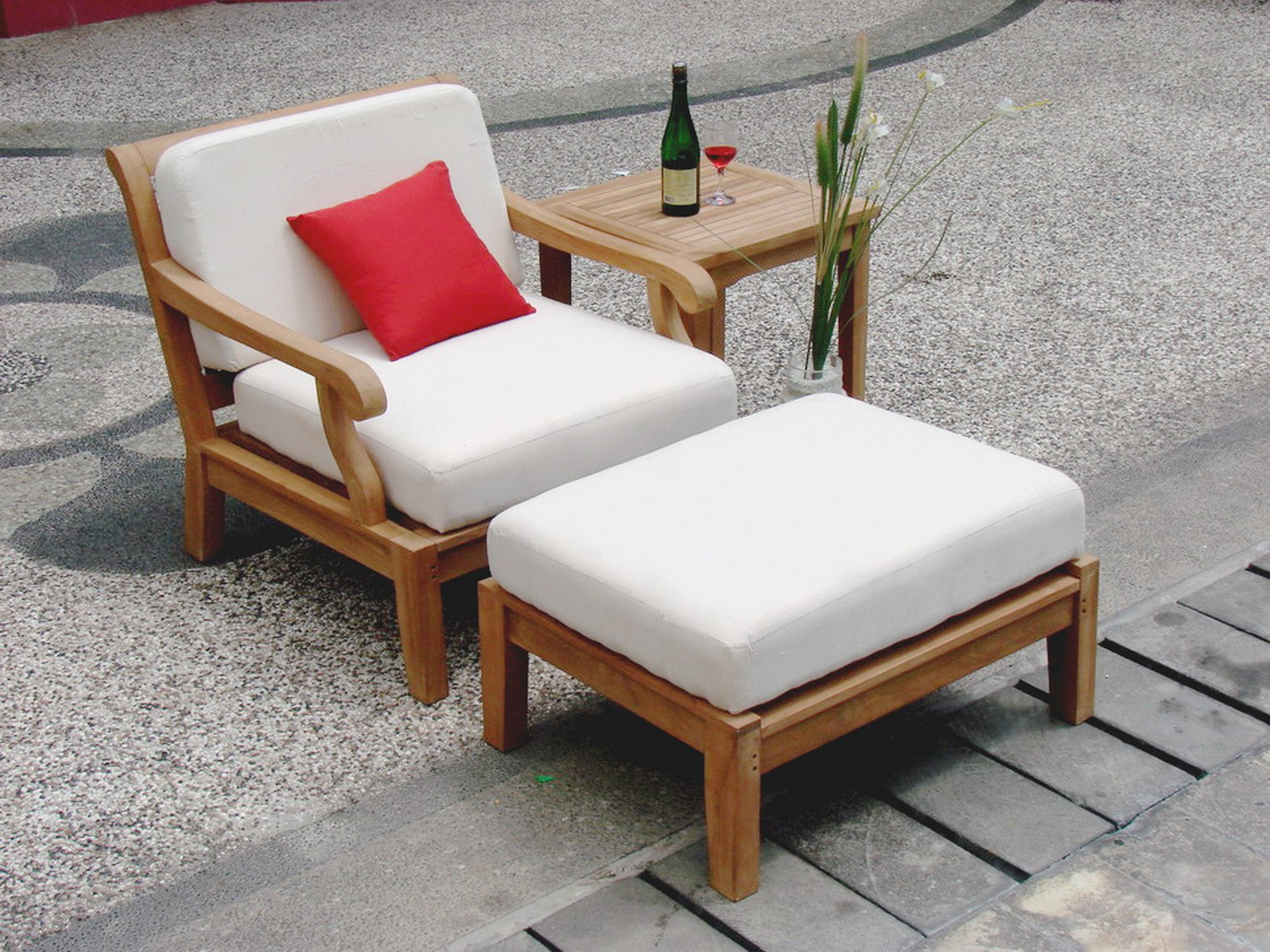 Teak Smith Sack 2 Piece Teak Seating Group with Sunbrella Cushions ...